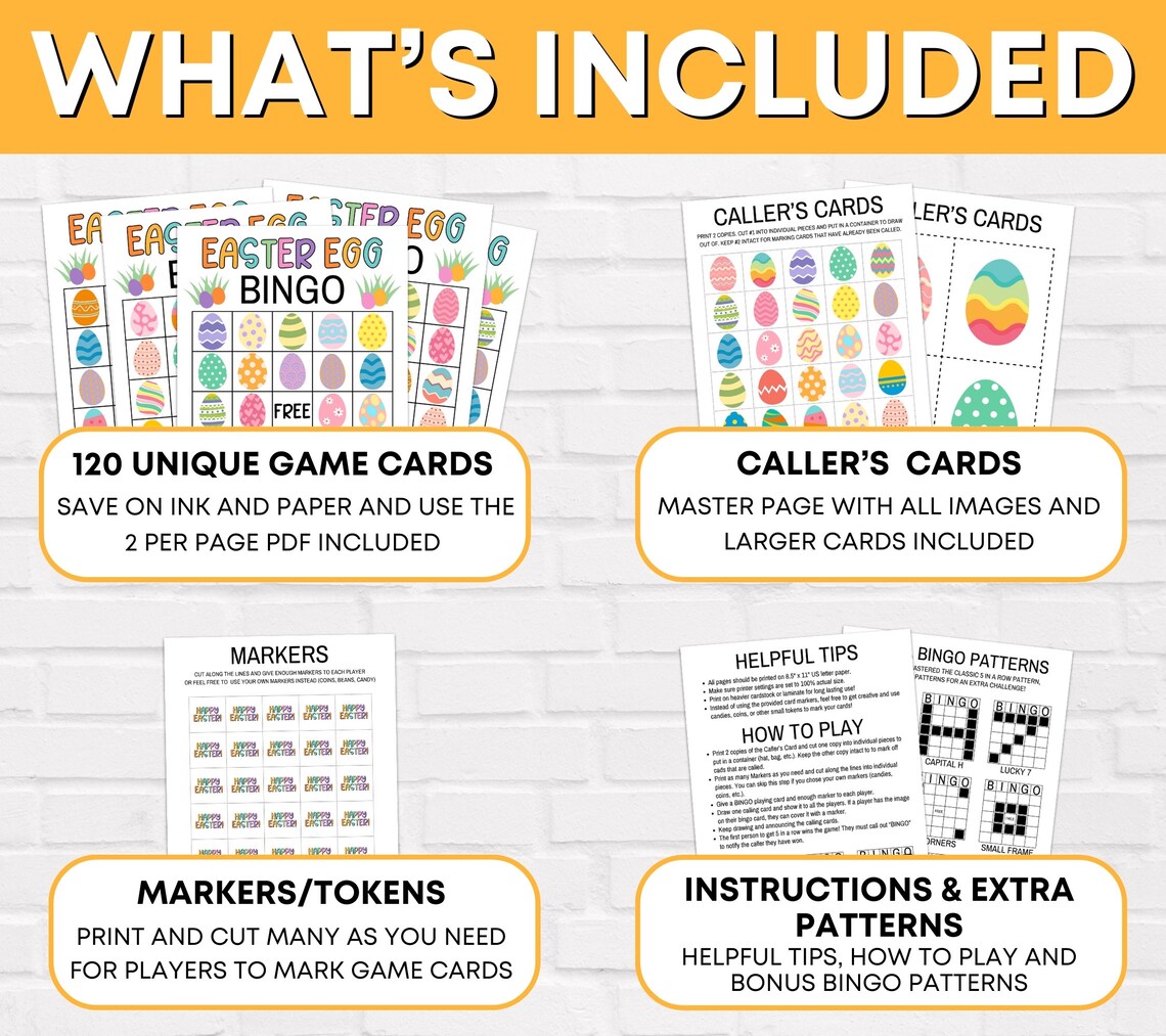 120 Easter Bingo Cards Printable Game, Easter Bingo Boards Activity for ...