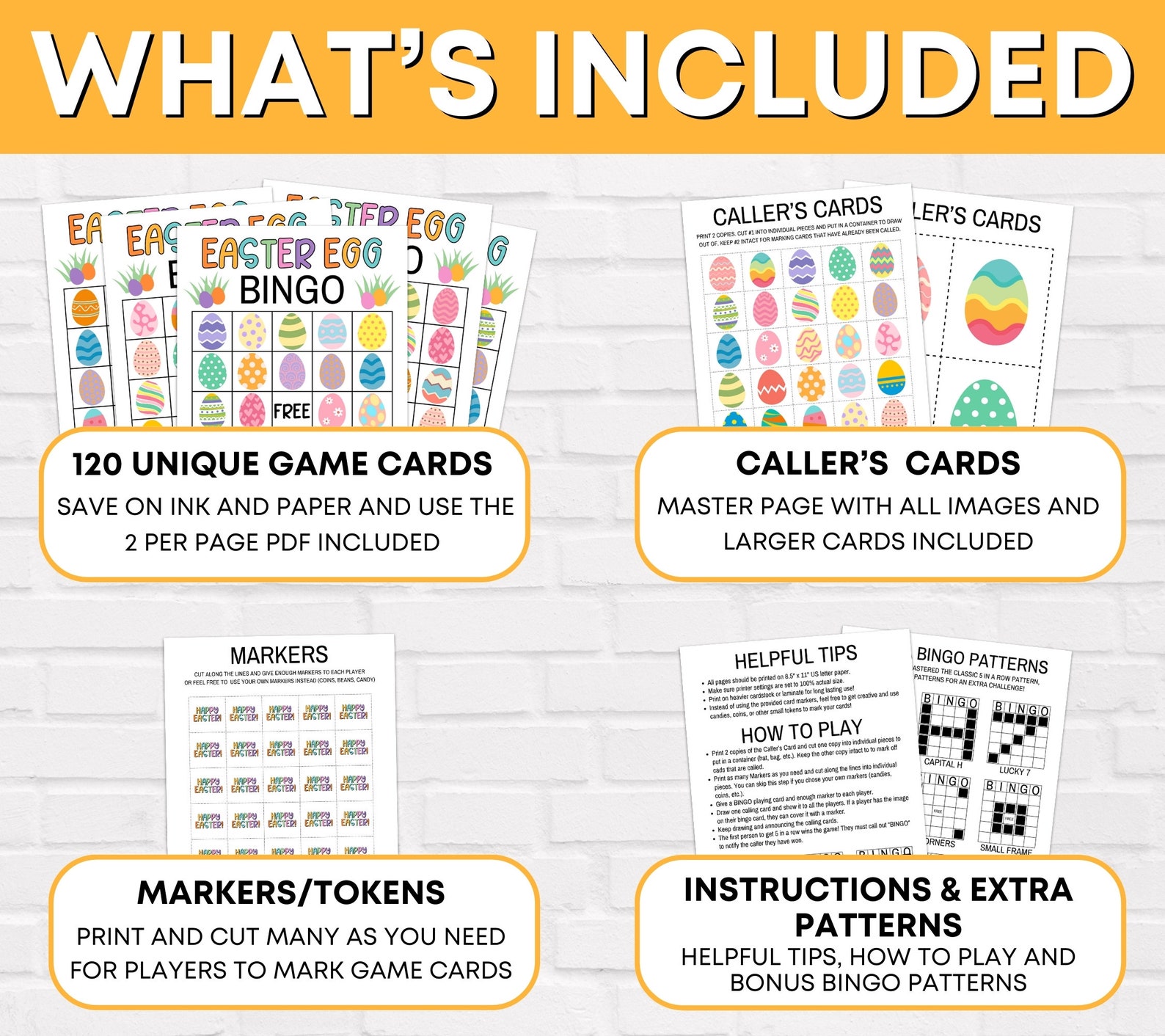 120 Easter Bingo Cards Printable Game, Easter Bingo Boards Activity for ...