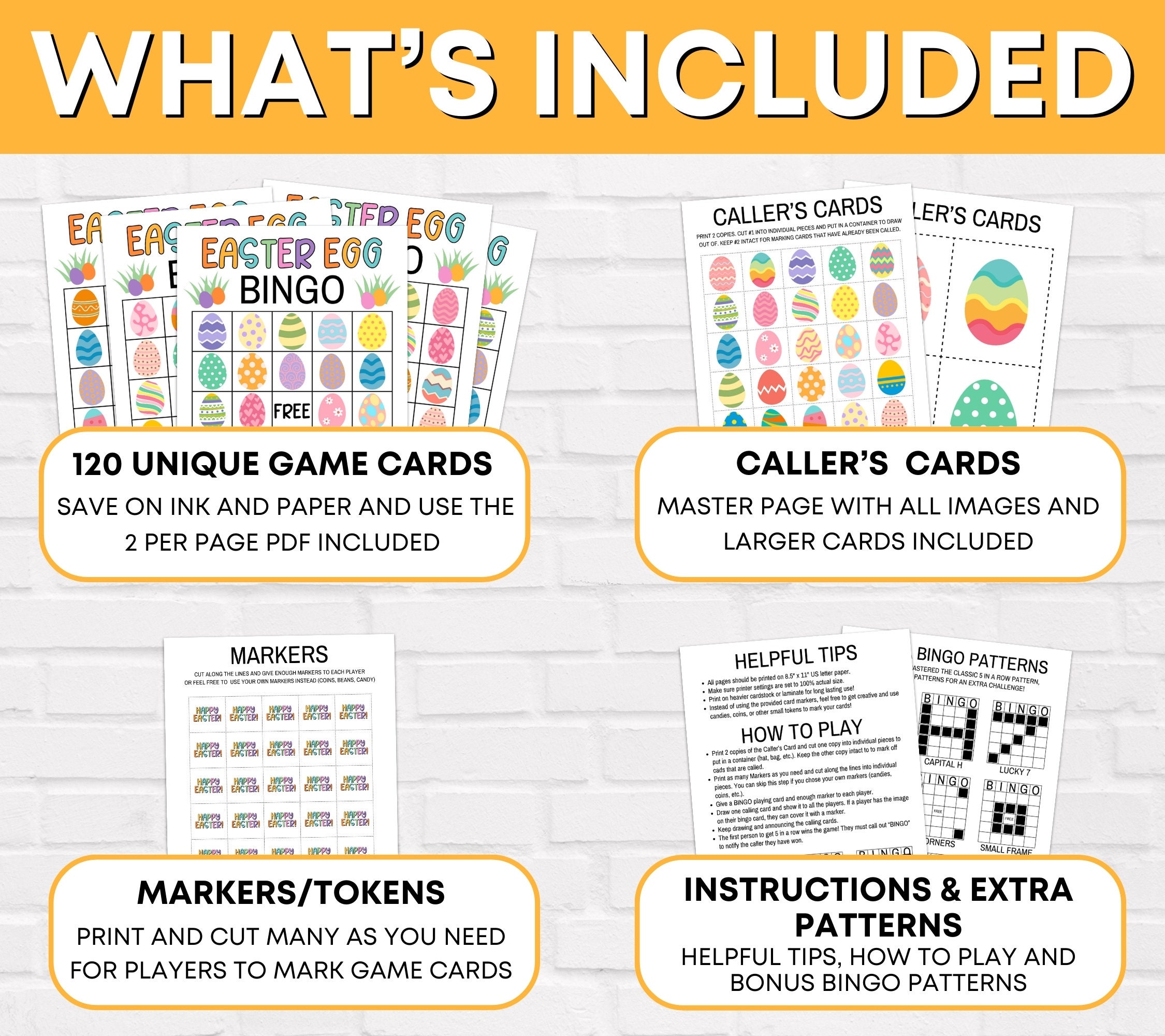 120 Easter Bingo Cards Printable Game, Easter Bingo Boards Activity for ...