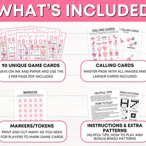 90 Girly Pink Aesthetic Bingo Cards Printable Game, Pink Girl Coquette ...