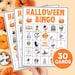 30 Halloween Bingo Cards Printable Game,halloween Fall Bingo Boards ...