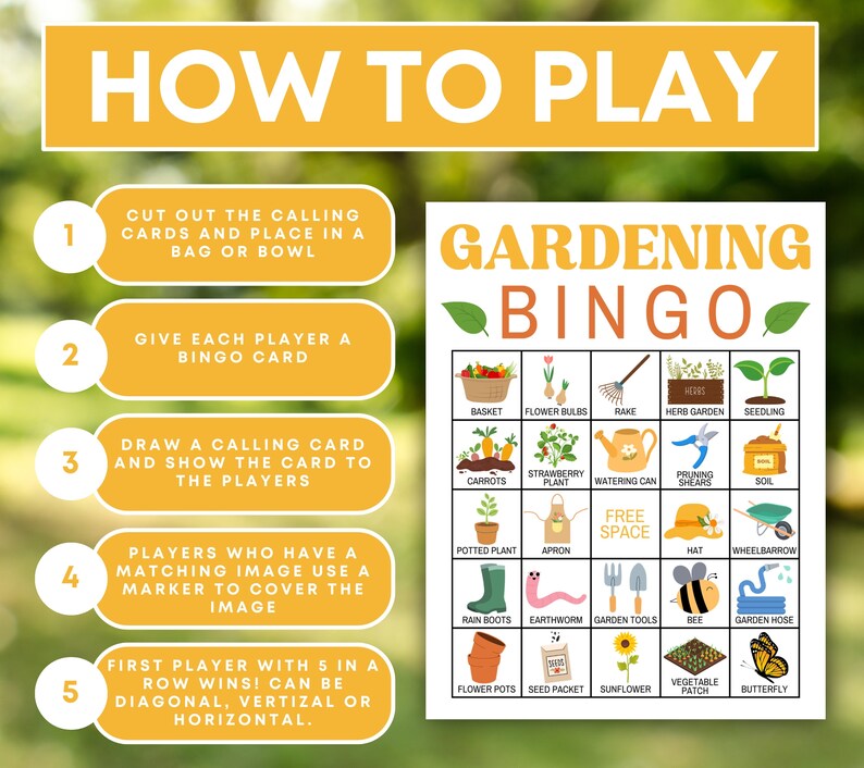 90 Gardening Bingo Cards Printable Game, Gardening Club Bingo Activity ...