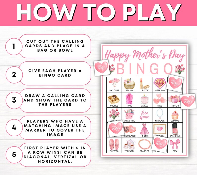 30 Mother's Day Bingo Cards Printable Game, Mothers Day Party Brunch ...