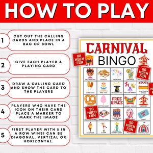 120 Carnival Bingo Cards Printable Game, Carnival Party Bingo Boards ...