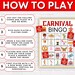120 Carnival Bingo Cards Printable Game, Carnival Party Bingo Boards ...