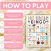 120 Ice Cream Bingo Cards Printable Game, Ice Cream Birthday Party ...