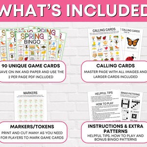 90 Spring Bingo Cards Printable Game, Spring Bingo Kids Classroom ...