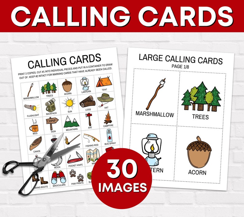 30 Camping Bingo Cards Printable Game, Camping Party Bingo Game ...