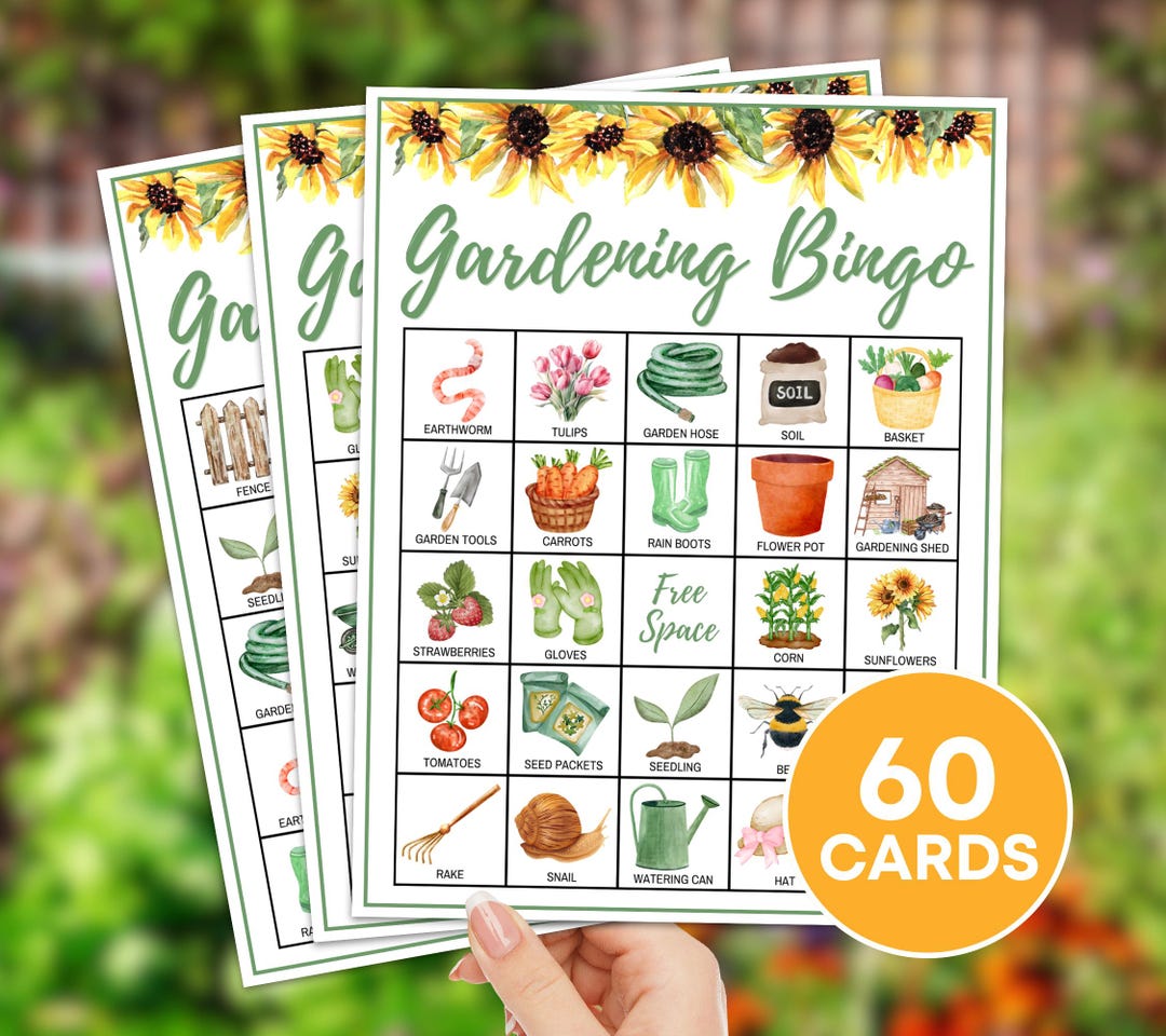 60 Gardening Bingo Cards Printable Game, Gardening Club Bingo Activity ...