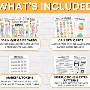 30 Easter Bingo Cards Printable Game, Easter Bingo Boards Activity for ...