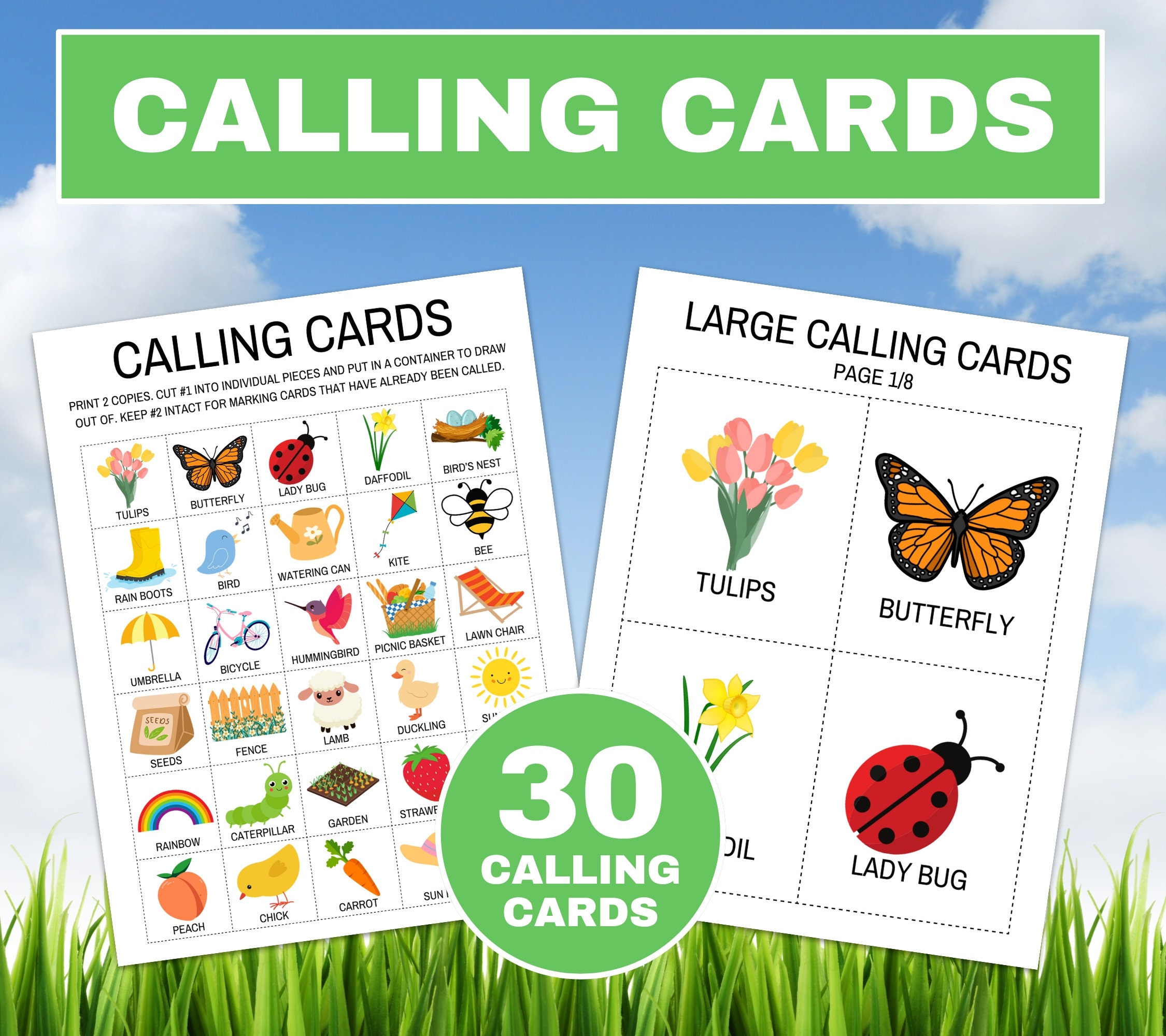 30 Spring Bingo Cards Printable Game, Spring Bingo Kids Classroom ...