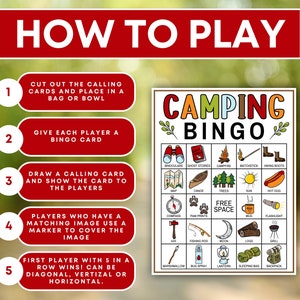 30 Camping Bingo Cards Printable Game, Camping Party Bingo Game ...