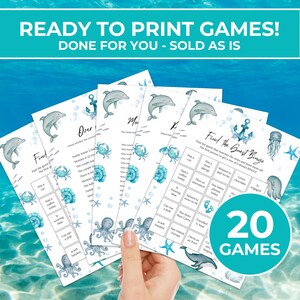Ocean Baby Shower Games Bundle, Sea Life Baby Shower Games,nautical ...