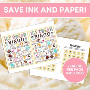 120 Ice Cream Bingo Cards Printable Game, Ice Cream Birthday Party ...