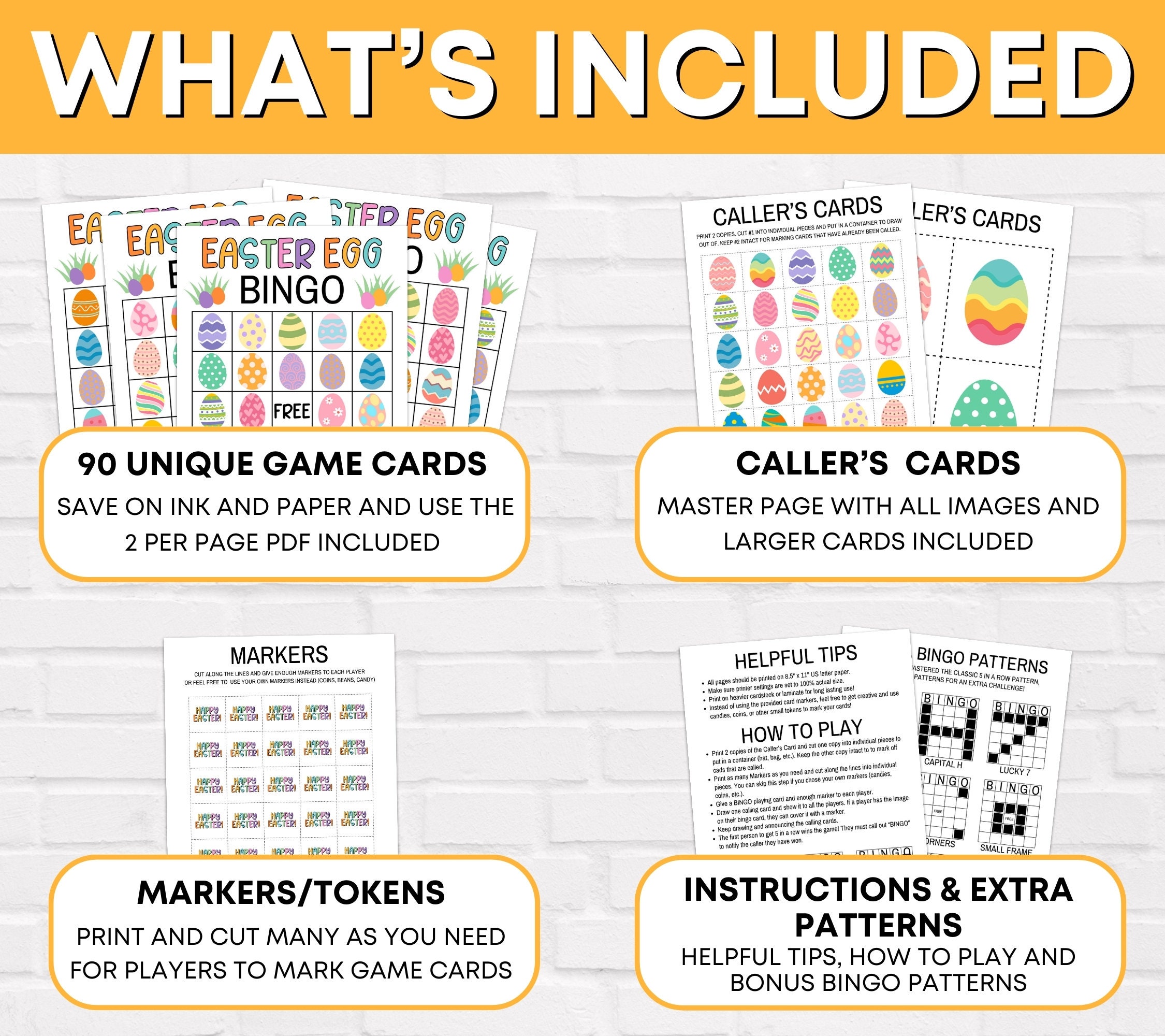 90 Easter Bingo Cards Printable Game, Easter Bingo Boards Activity for ...