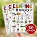 30 Camping Bingo Cards Printable Game, Camping Party Bingo Game ...