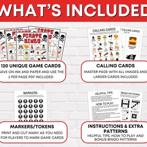 120 Pirate Bingo Cards Printable Game, Pirate Birthday Party Kids Bingo ...