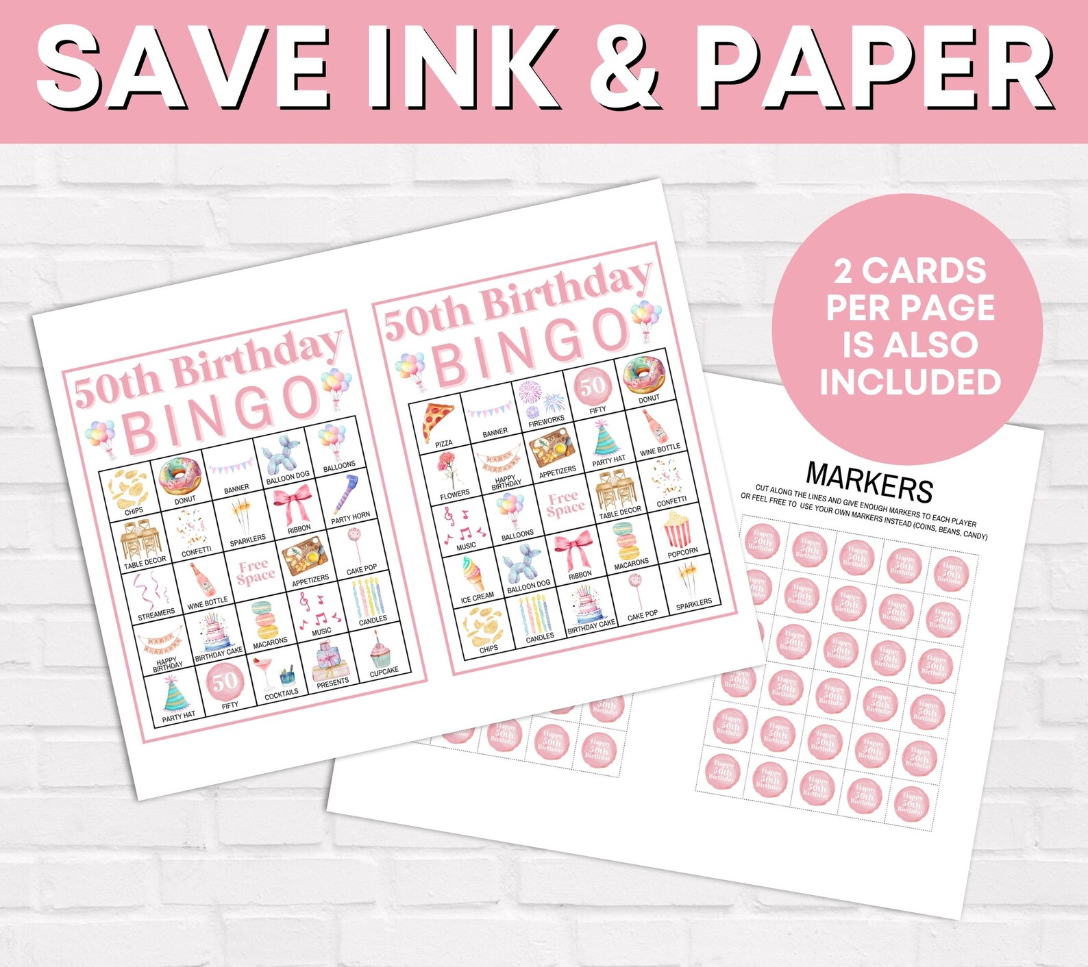 60 50th Birthday Bingo Cards Printable Game, 50th Birthday Party Bingo Board Game, Womens ...