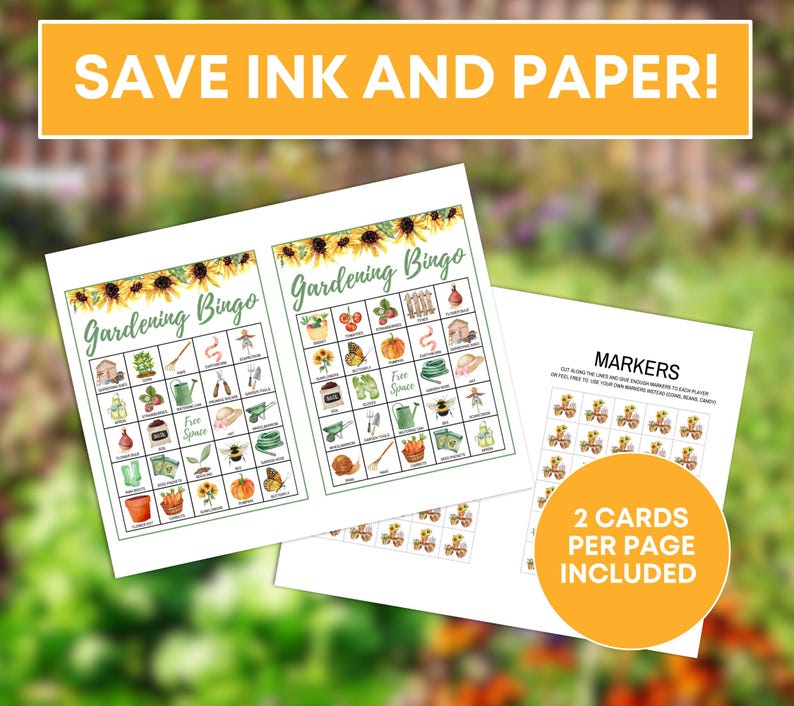 60 Gardening Bingo Cards Printable Game, Gardening Club Bingo Activity ...