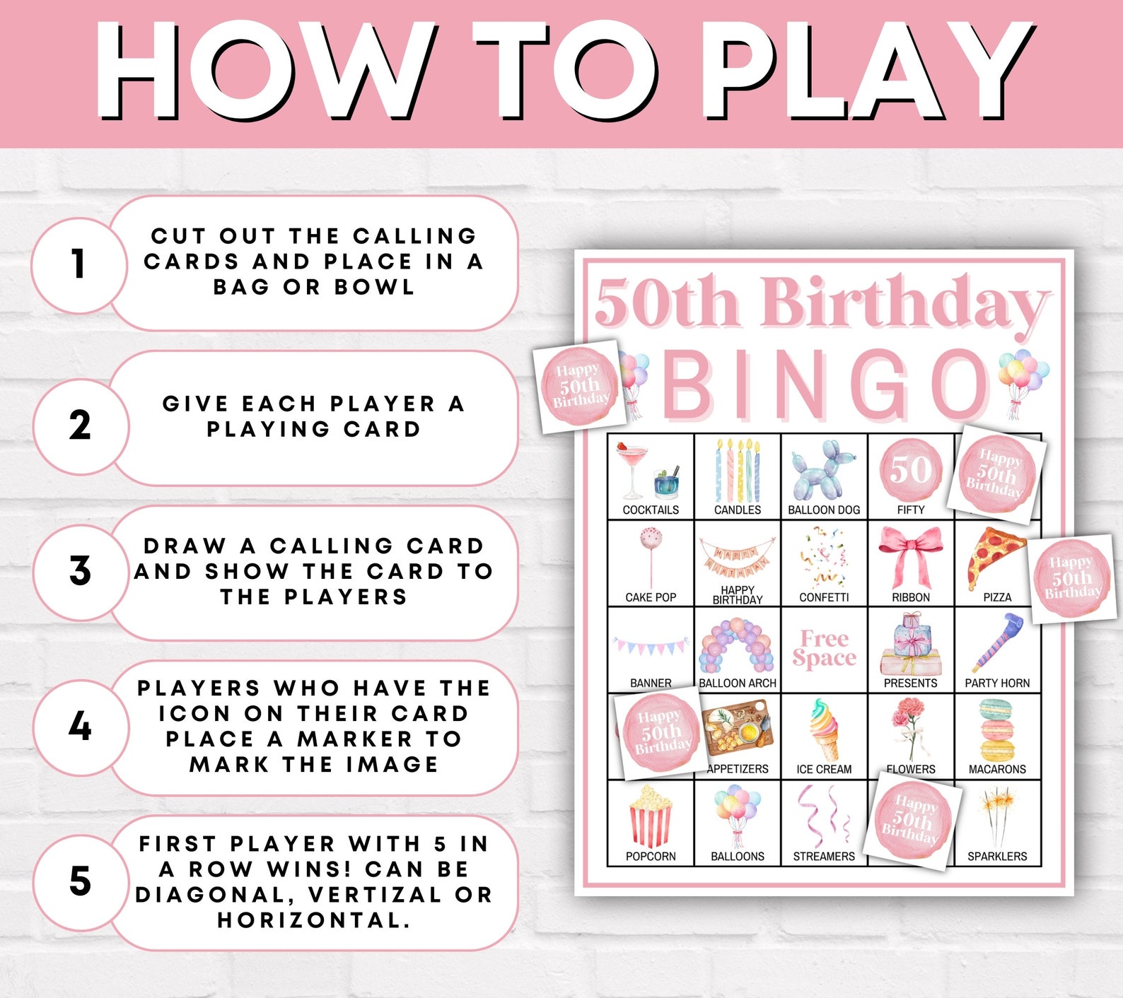 60 50th Birthday Bingo Cards Printable Game, 50th Birthday Party Bingo Board Game, Womens ...