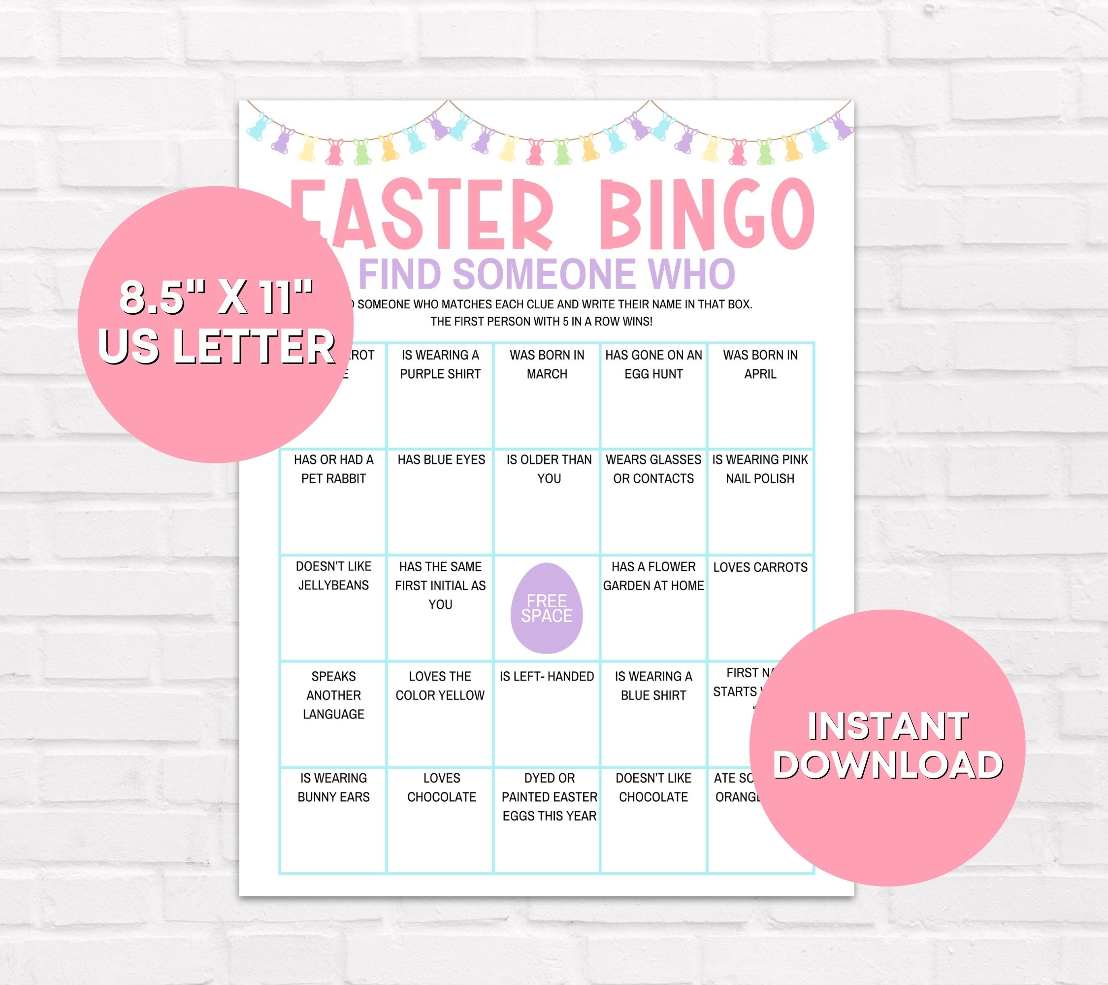 Easter Bingo Find Someone Who Game, Easter Party Mingle Icebreaker Find ...