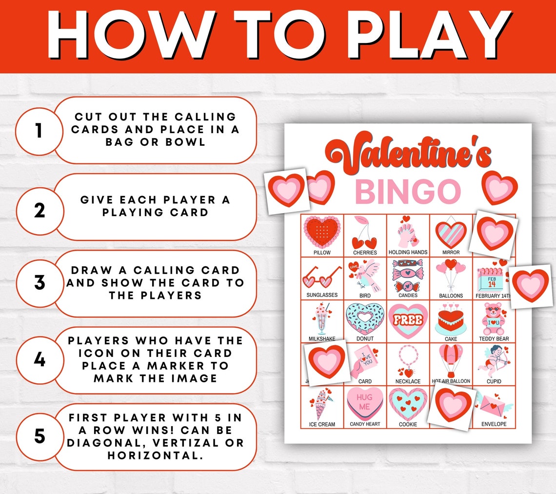 30 Valentines Bingo Game Cards Printable, Valentine's Day Bingo Cards ...