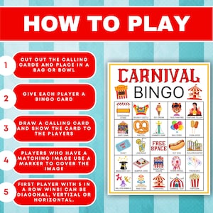 60 Carnival Bingo Cards Printable Game, Carnival Party Bingo Boards ...