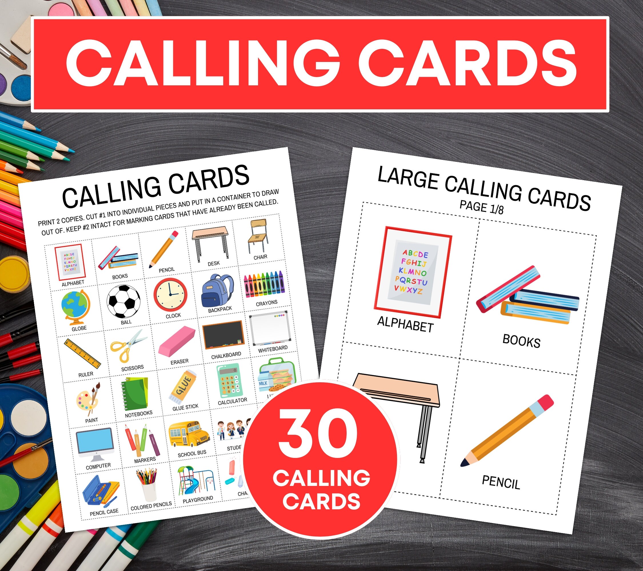 30 Back to School Bingo Cards Printable Game, First Day of School Bingo ...