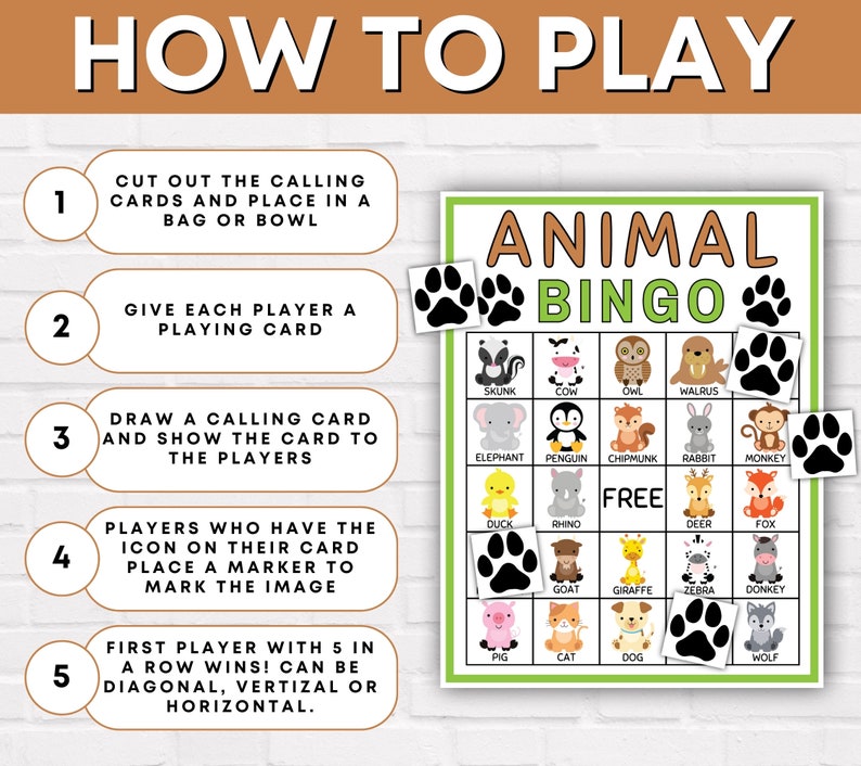 30 Animal Bingo Cards Printable Game, Zoo Baby Animal Bingo Boards ...