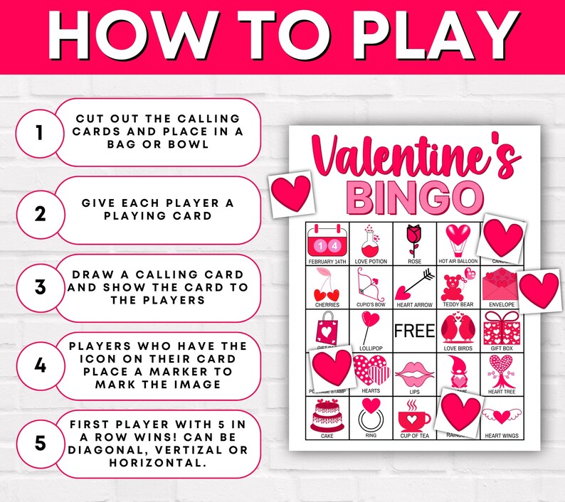 90 Valentines Bingo Game Cards Printable, Valentine's Day Bingo Cards ...