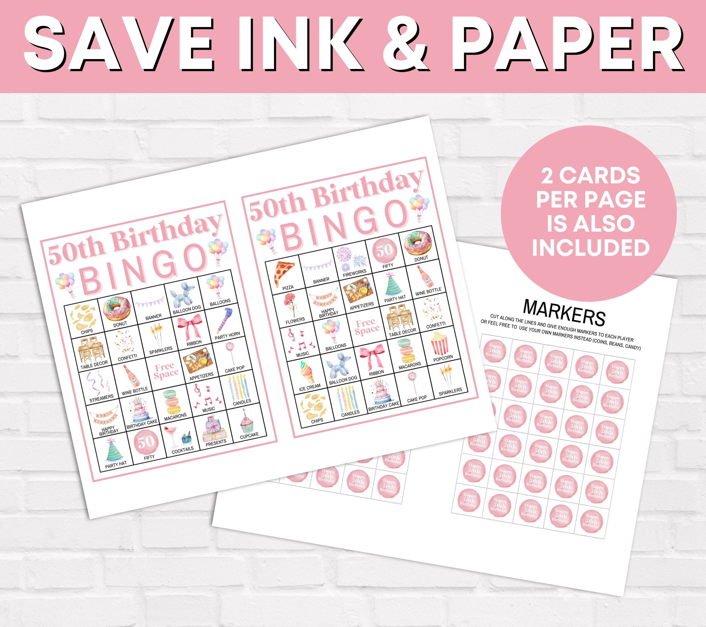 90 50th Birthday Bingo Cards Printable Game, 50th Birthday Party Bingo ...