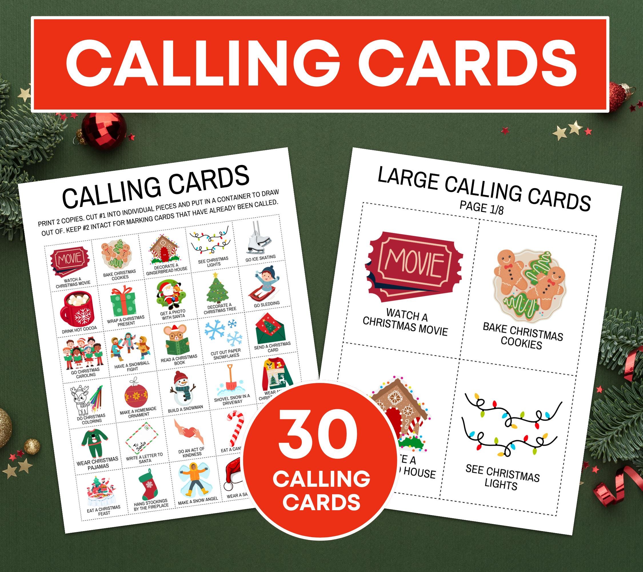 30 Christmas Bingo Card Printable Game,christmas Bingo Board,christmas ...