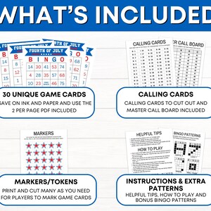 30 Fourth of July Bingo Cards Printable Game, 4th of July USA ...