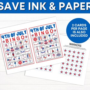 60 Fourth of July Bingo Cards Printable Game, 4th of July USA ...