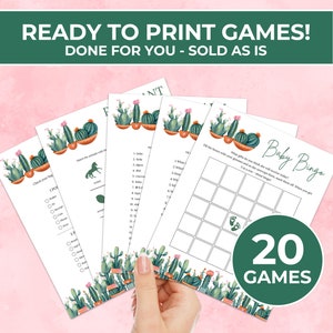 Cactus Baby Shower Games Printable Bundle, Cactus Baby Shower Party ...
