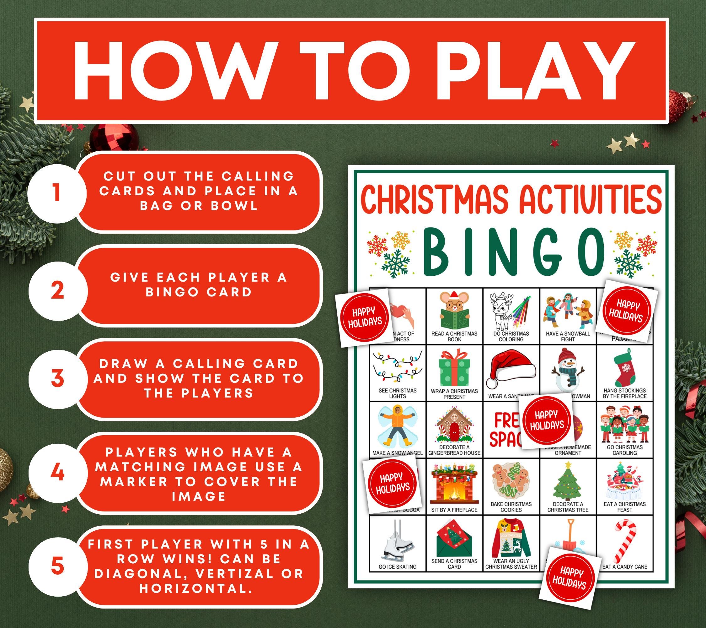 30 Christmas Bingo Card Printable Game,christmas Bingo Board,christmas ...