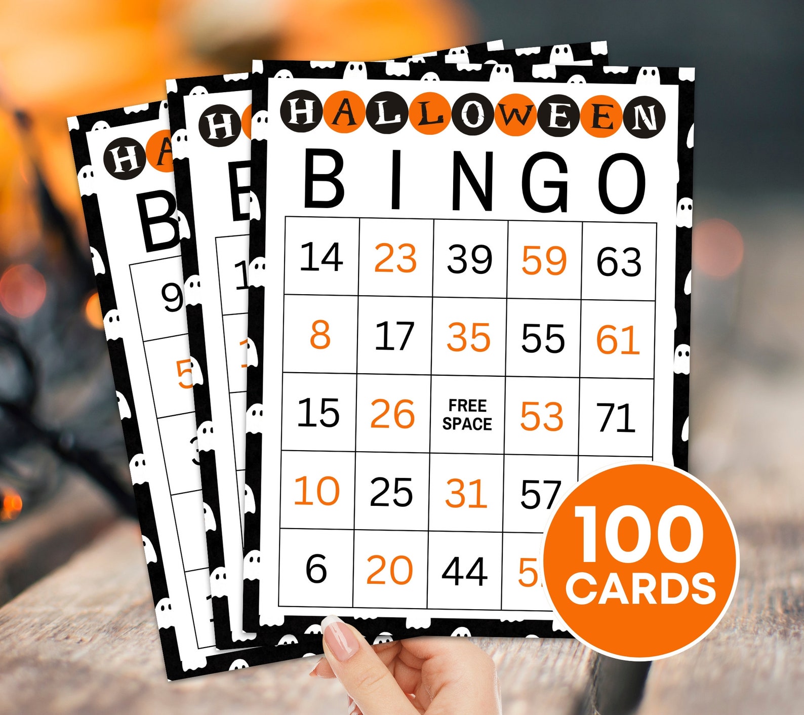100 Halloween Bingo Cards Printable Game,halloween Fall Bingo Boards ...
