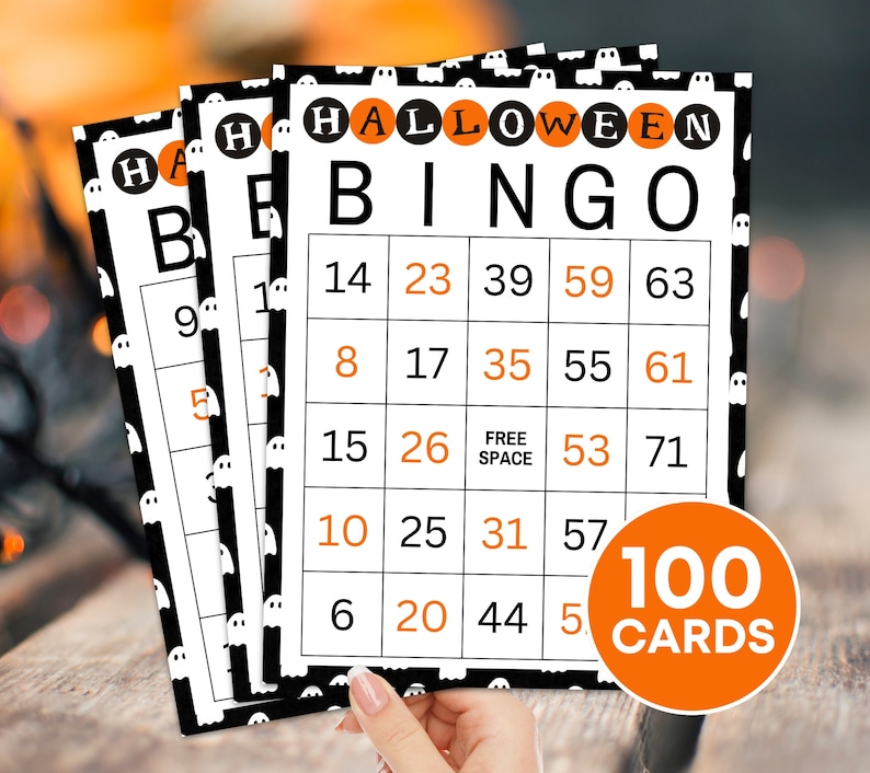 100 Halloween Bingo Cards Printable Game,halloween Fall Bingo Boards ...