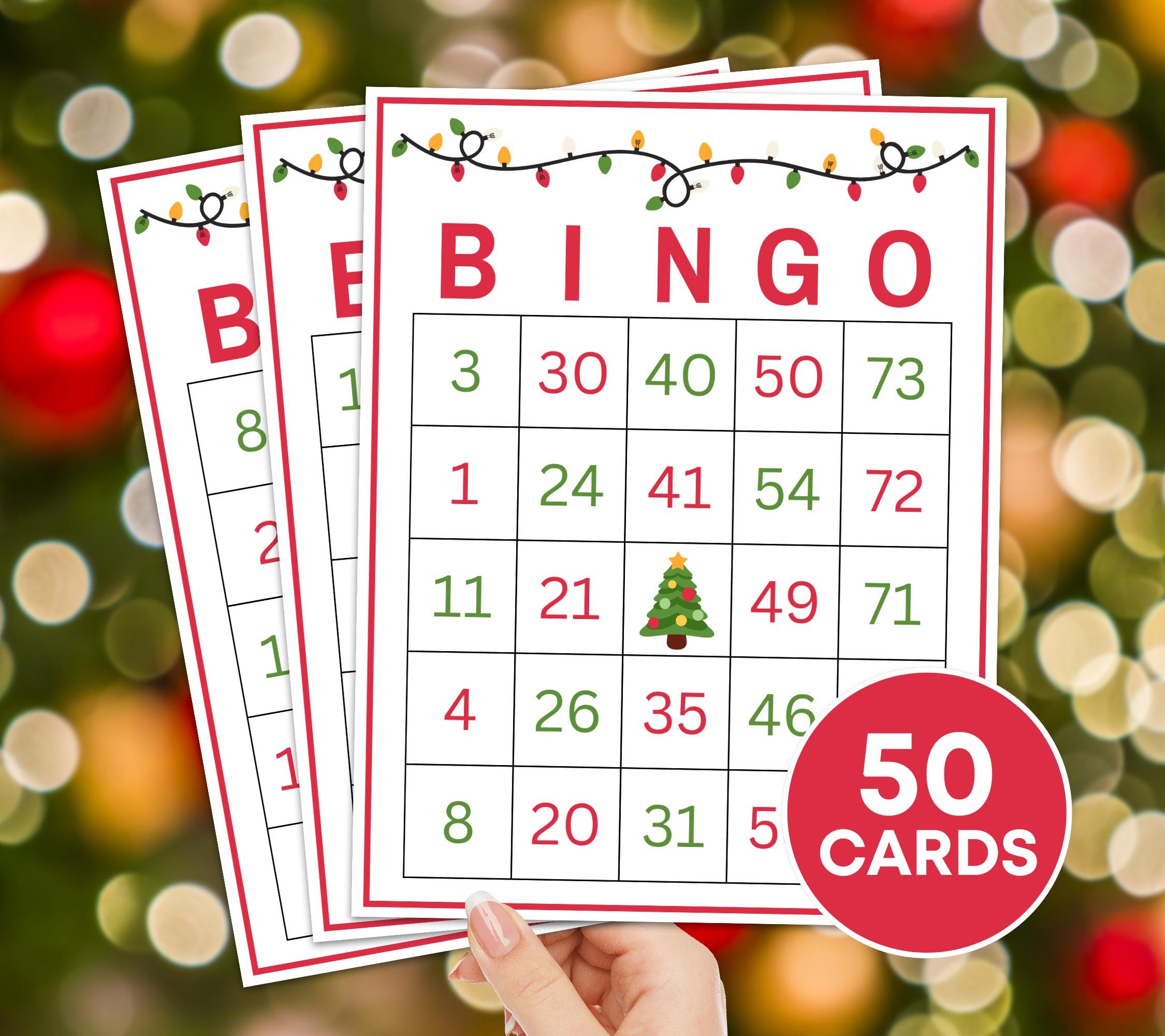 50 Christmas Bingo Card Printable Game,christmas Bingo Board Game for ...