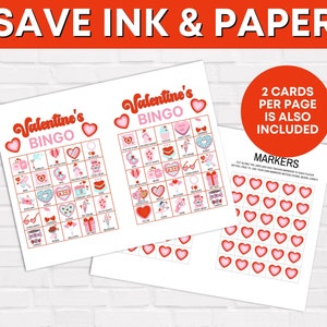 30 Valentines Bingo Game Cards Printable, Valentine's Day Bingo Cards ...