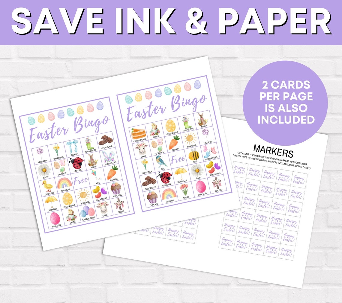 120 Easter Bingo Cards Printable Game, Easter Bingo Board Activity for ...