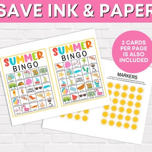 30 Summer Bingo Cards Printable Game, Summer Birthday Party Bingo Game ...