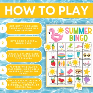 120 Summer Bingo Cards Printable Game, Summer Birthday Party Bingo Game ...