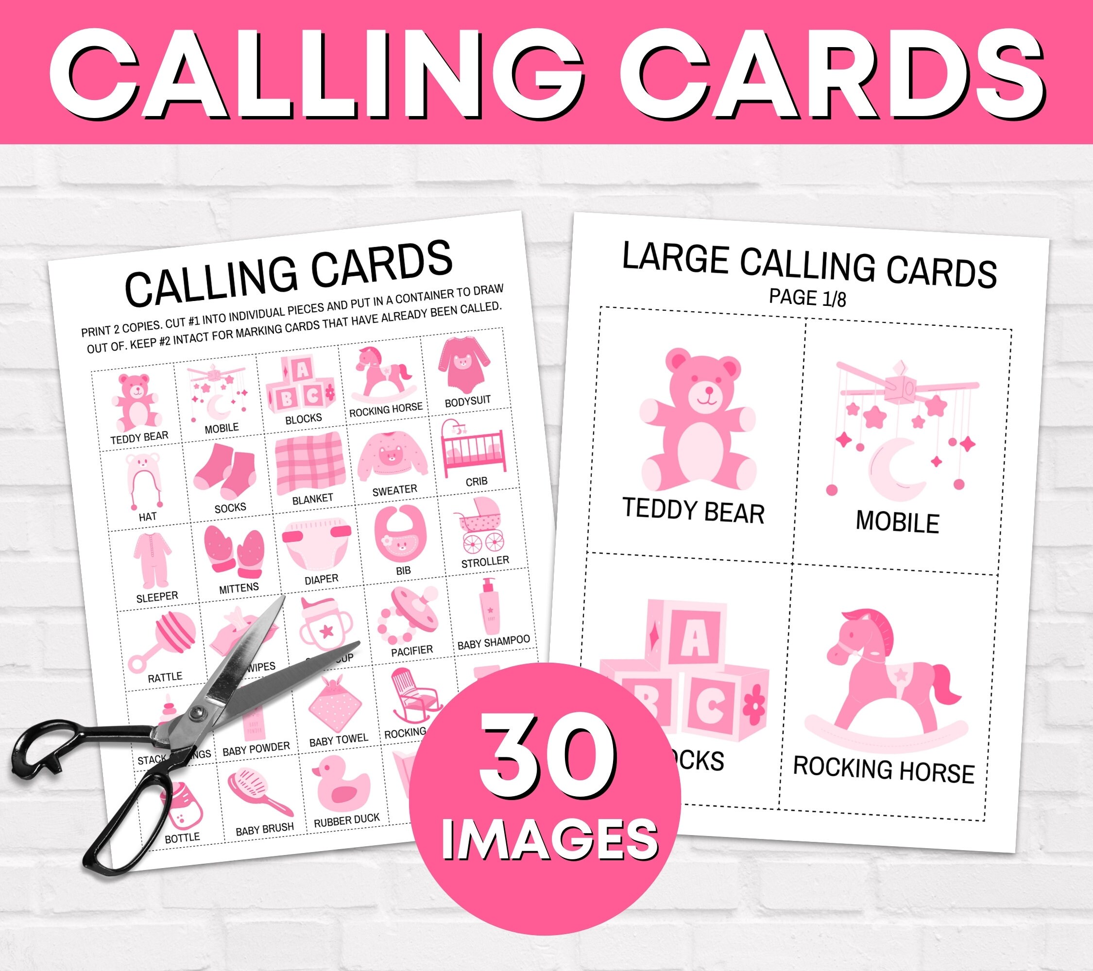 60 Baby Bingo Cards Printable Game, Baby Girl Shower Bingo Game Boards ...