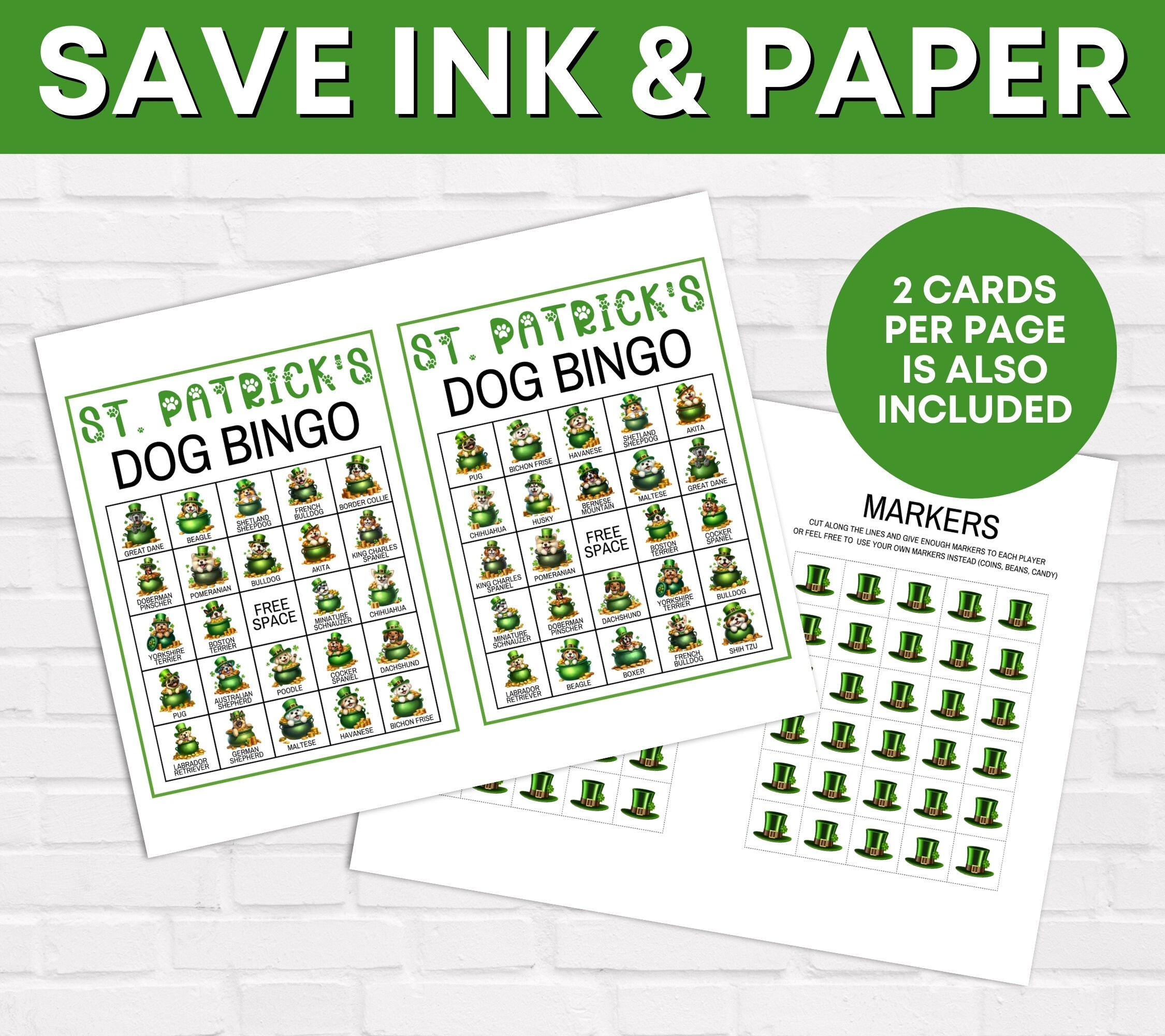 30 St Patricks Day Dog Bingo Cards Game Printable, St Patrick Dog Breed ...