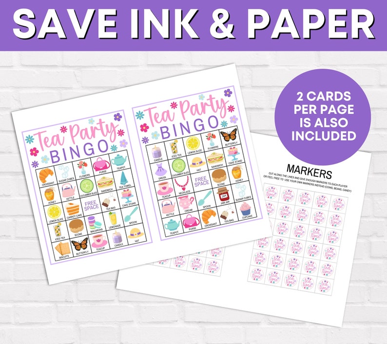 120 Tea Party Bingo Cards Printable Game, Tea Party Bridal Shower Bingo ...