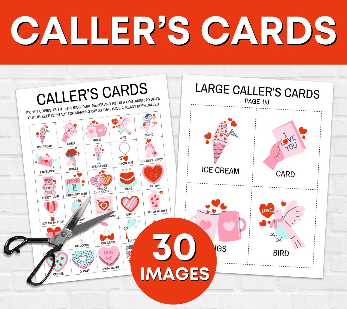 60 Valentines Bingo Game Cards Printable, Valentine's Day Bingo Cards ...