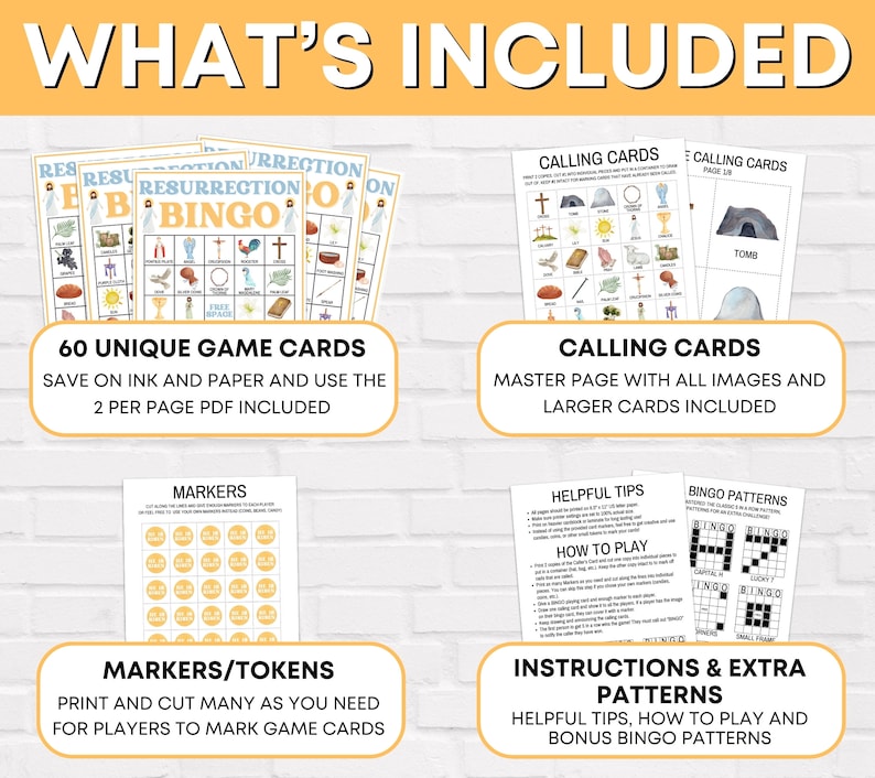 60 Resurrection Bingo Cards Printable Game, Easter Sunday Bible Bingo ...