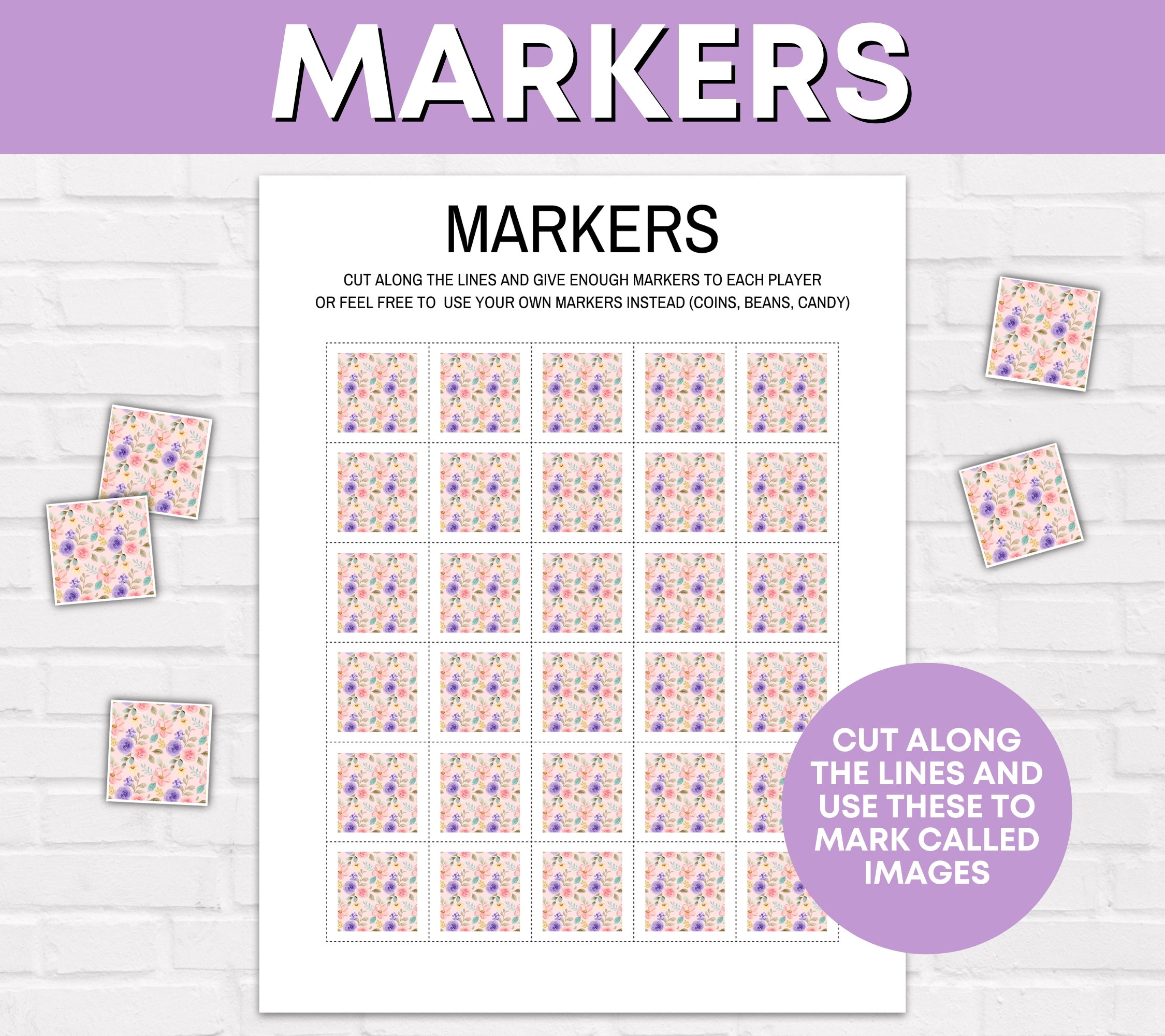 30 Flower Bingo Cards Printable Game, Floral Spring Bingo Boards Kids ...