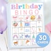 30 Birthday Bingo Cards Printable Game, Pastel Kids Birthday Bingo Boards Party Game, Girls ...